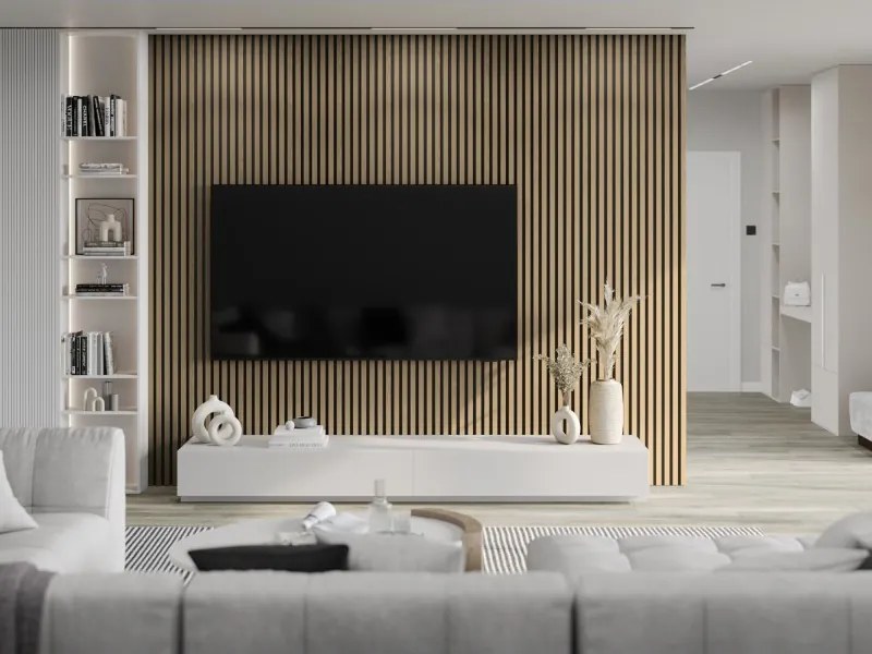 Mexen Lam-B, akustické stěnové lamely 275 × 30 cm, HDF deska 4 mm, technická dýha, dub ušlechtilý, S100-275307-3015-004