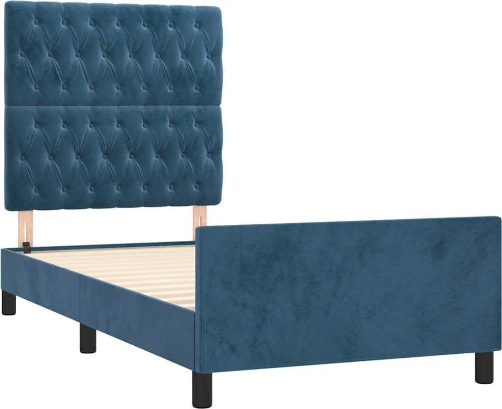 Rám postele bez matrace tmavě modrý 90x200 cm samet 3125920