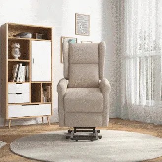 HOMCOM TV křeslo se stojánkem ergonomické elektricky nastavitelné s funkcí polohování 72,5 x 94 x 109 cm krémové barvy pro pohodlné sezení
