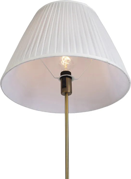 Stojací lampa bronzová s plisovaným stínítkem krémová 45 cm nastavitelná - Parte