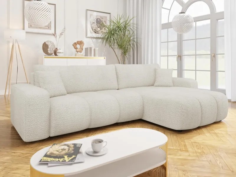 Rohová rozkládací sedačka Larow Maxi Boucle, Potah: Coral 50