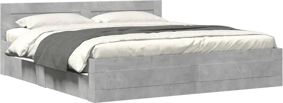 Rám postele s čelem betonově šedý 200 x 200 cm kompozitní dřevo 3295537