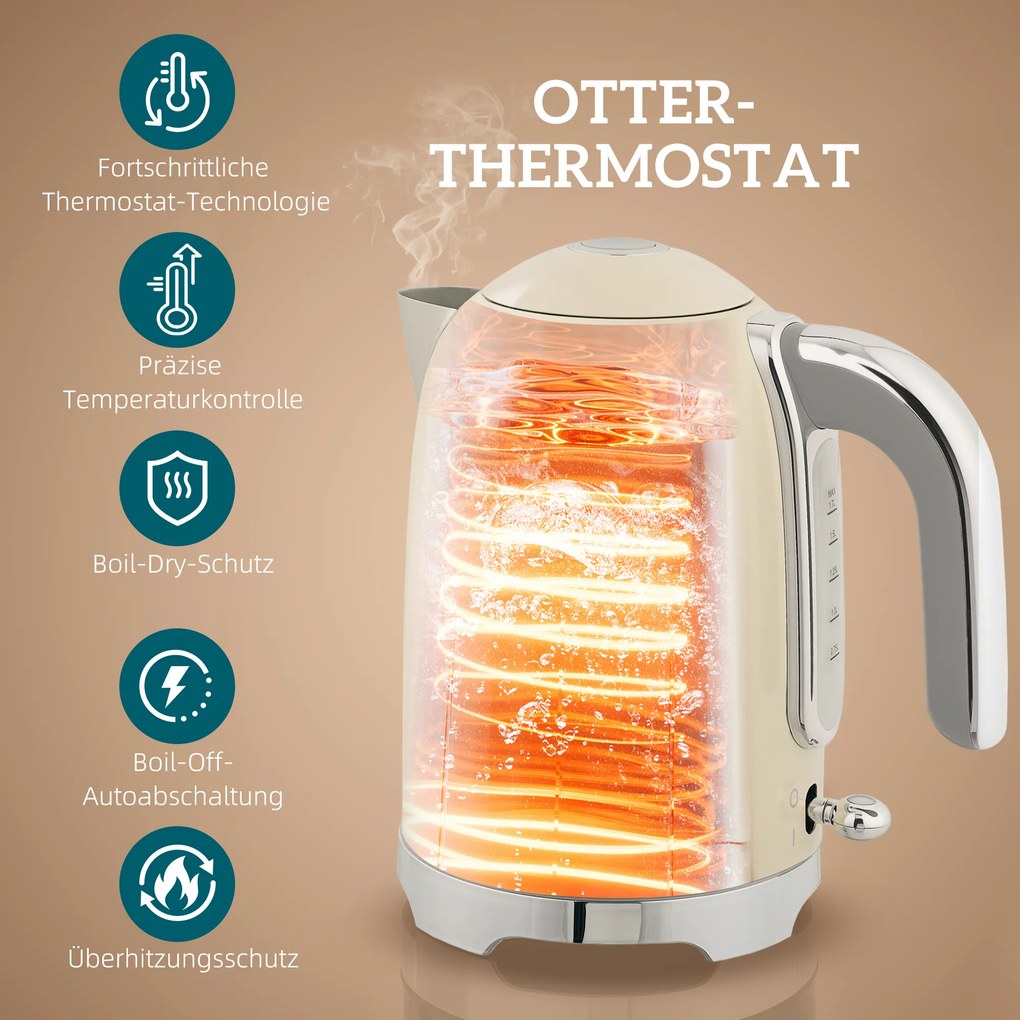 HOMCOM Sada konvice a toustovače, 2200 W, 7 stupňů opečení, různé funkce, krémová