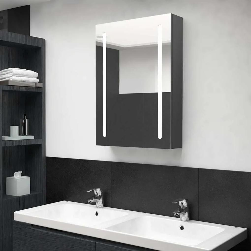 vidaXL LED koupelnová skříňka se zrcadlem 50 x 13 x 70 cm [326498] Barva: Šedá