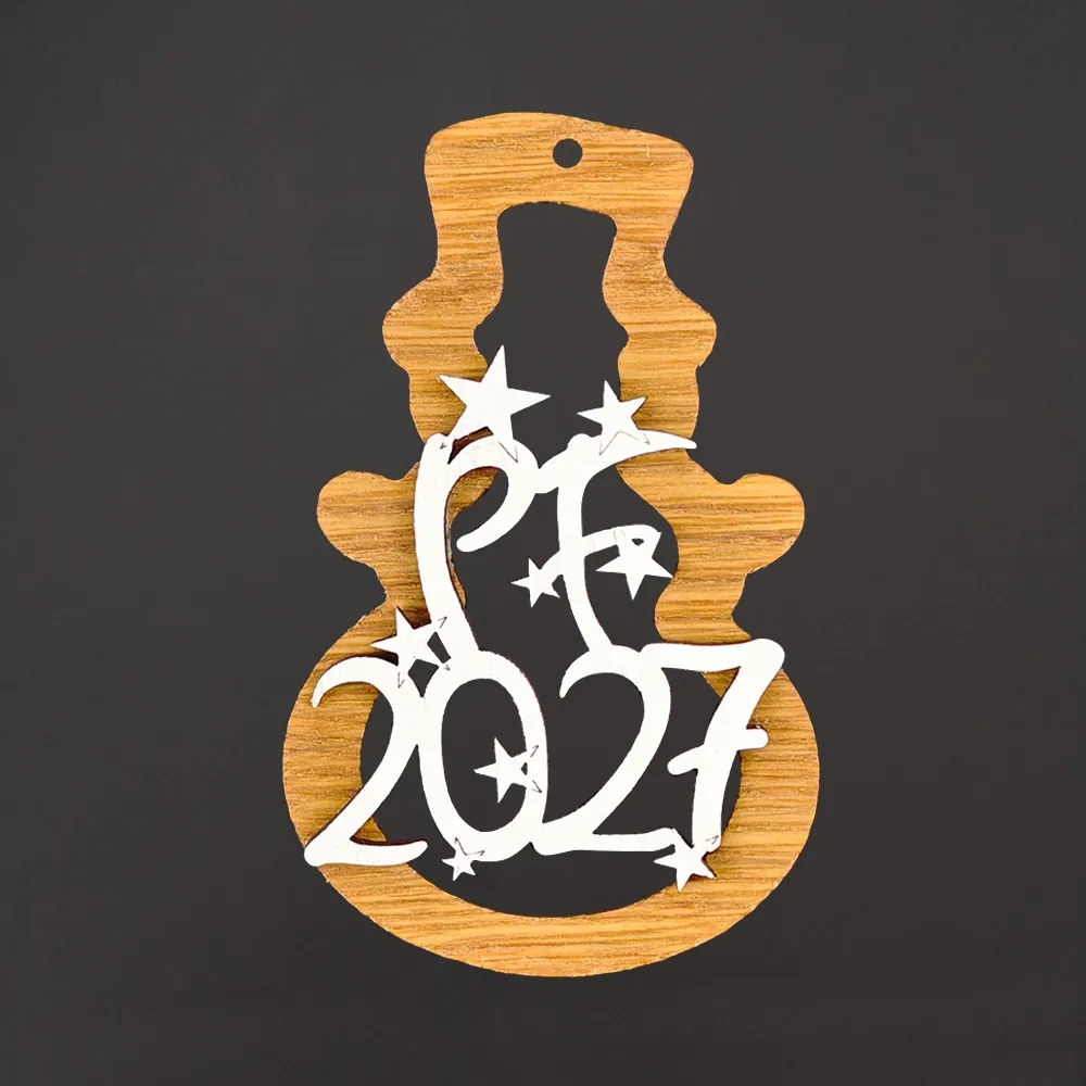 AMADEA Dřevěná ozdoba z masivu sněhulák - vklad PF 2027, 8,5 cm, český výrobek