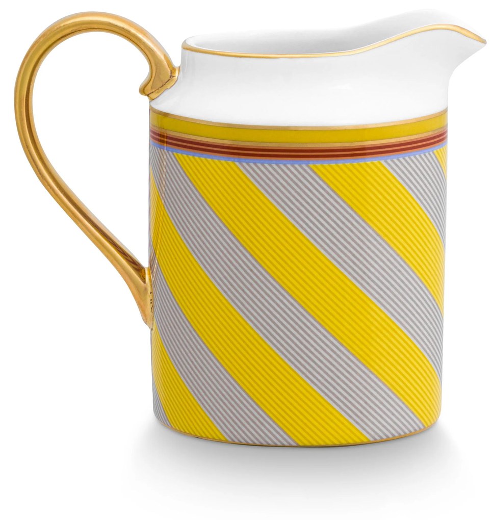 Pip Studio Pip Chique Stripes mlékovka 260ml, žlutá (Porcelánová mlékovka 260 ml)
