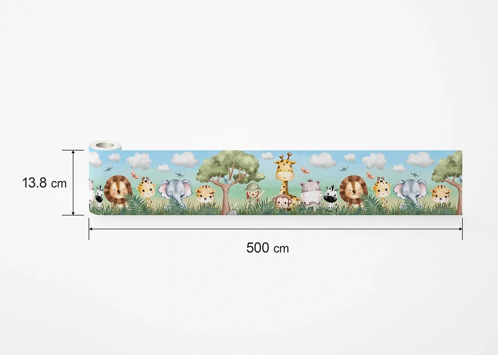 Dětská samolepící bordura na zeď Džungle Safari | 5 m x 13.8 cm | DWBD8009