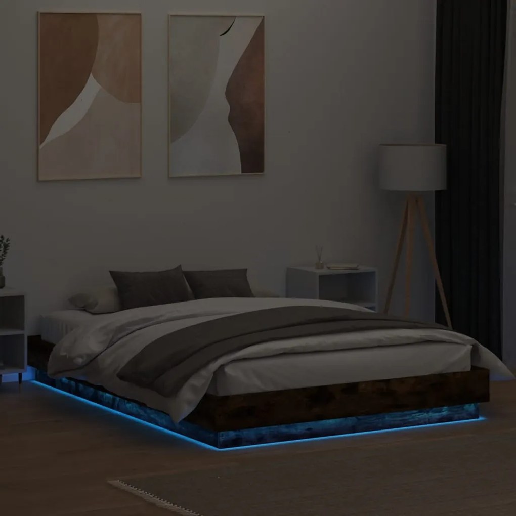 Rám postele s LED osvětlením kouřový dub 120 x 200 cm 3209804