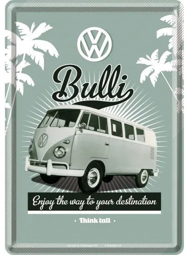 Postershop Plechová pohlednice - VW Bulli (Enjoy the Way to Yours Destination)