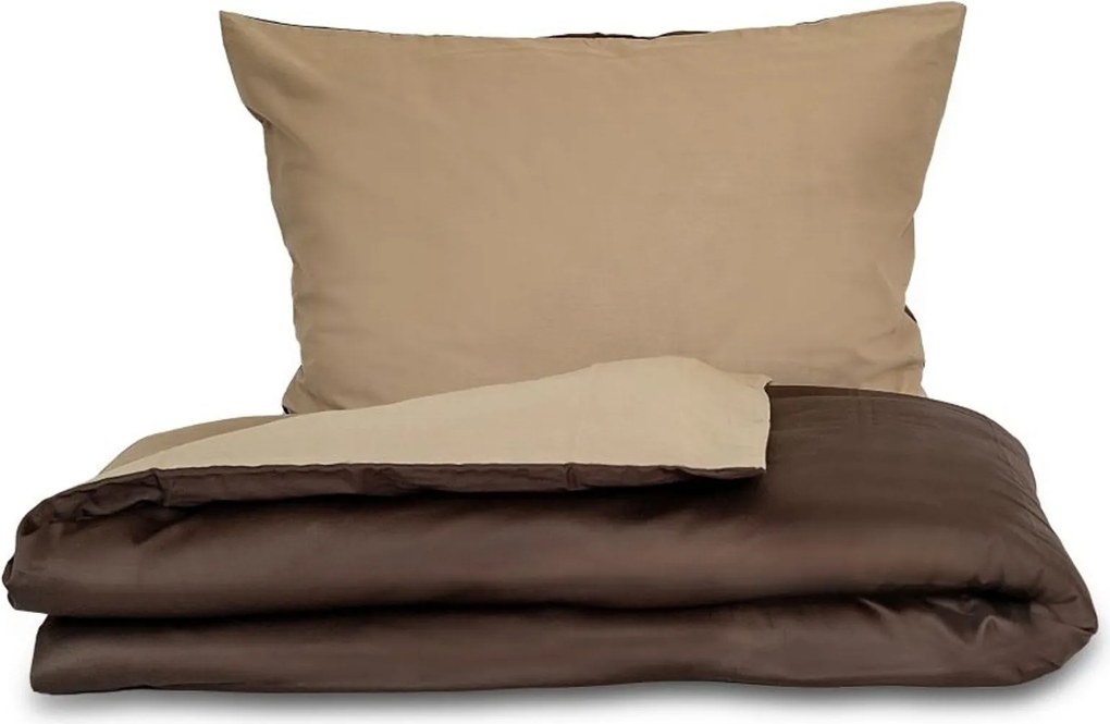Saténové povlečení LUXURY COLLECTION tmavě hnědé/béžové - 1x 140/220, 1x 70/90cm