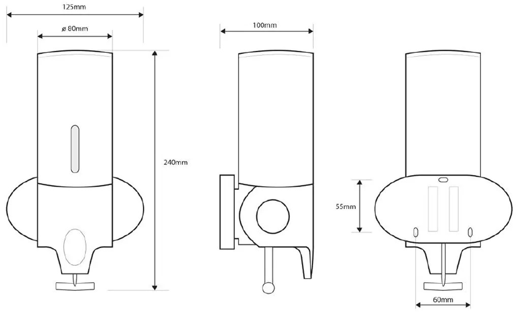 Sapho, Dávkovač mýdla 350 ml, nerez mat, 122x240x110 mm, XP101