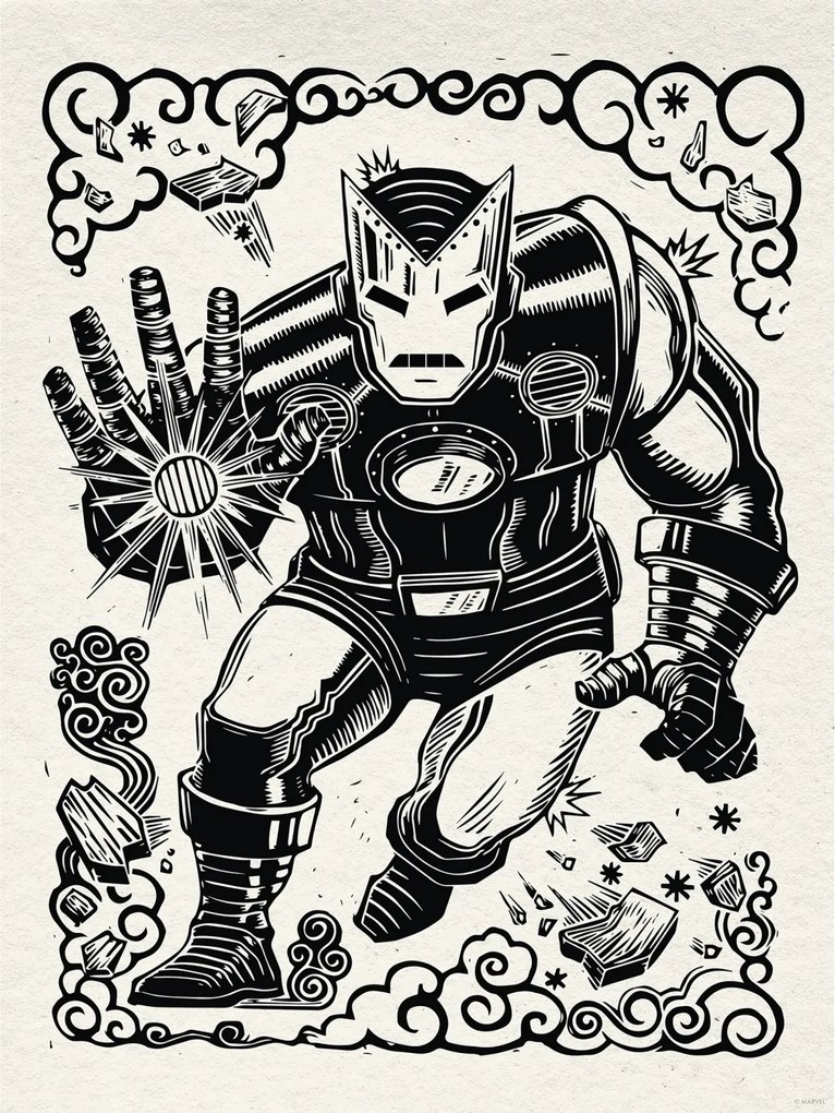 Komar Plakát Marvel Iron Man Lino-Cut 30 x 40 cm