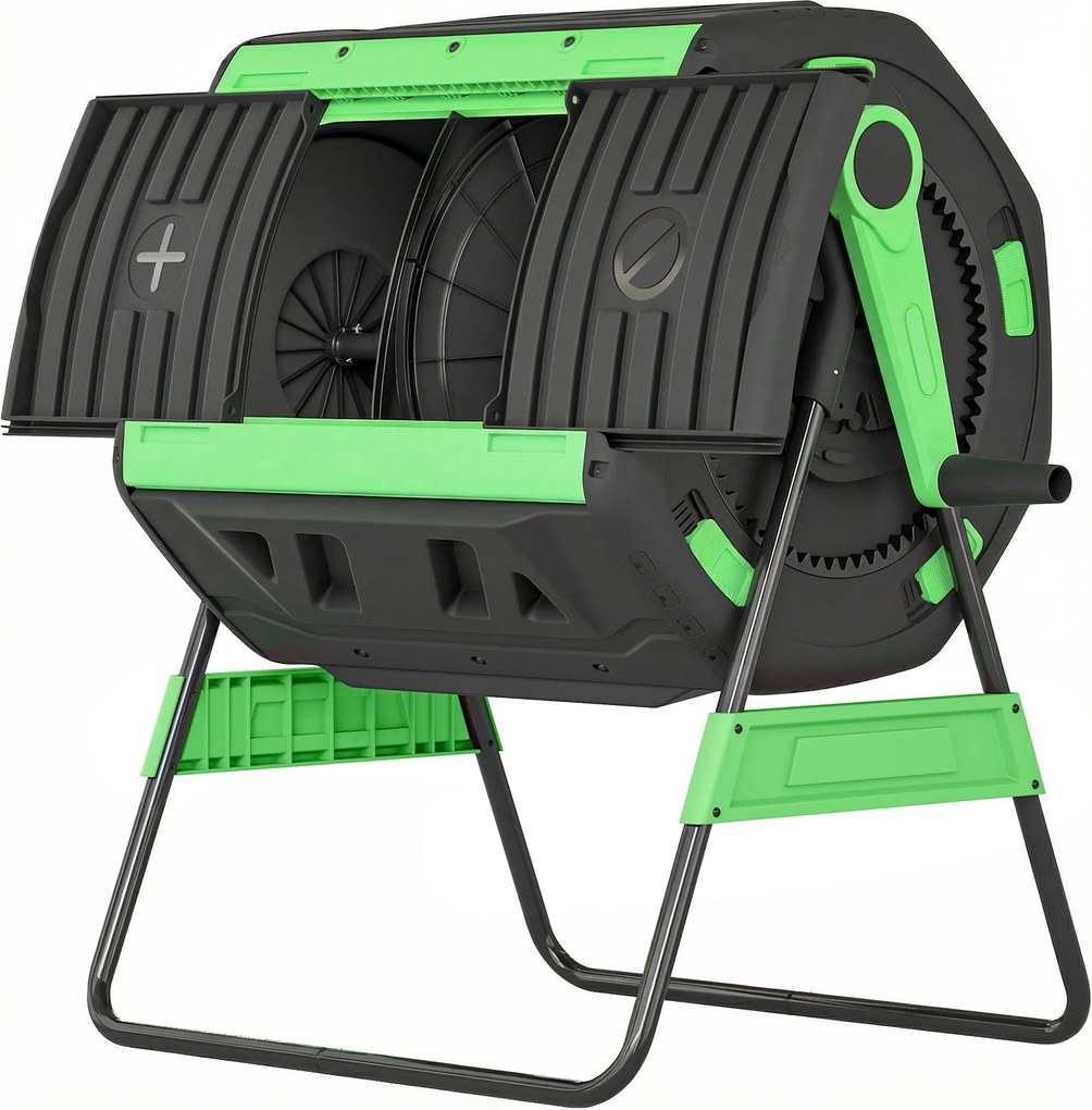 Outsunny 200 l kompostér, 94 × 67 × 98 cm – rychlý kompostér s větracími otvory a posuvnými dvířky, odolný plast | Aosom