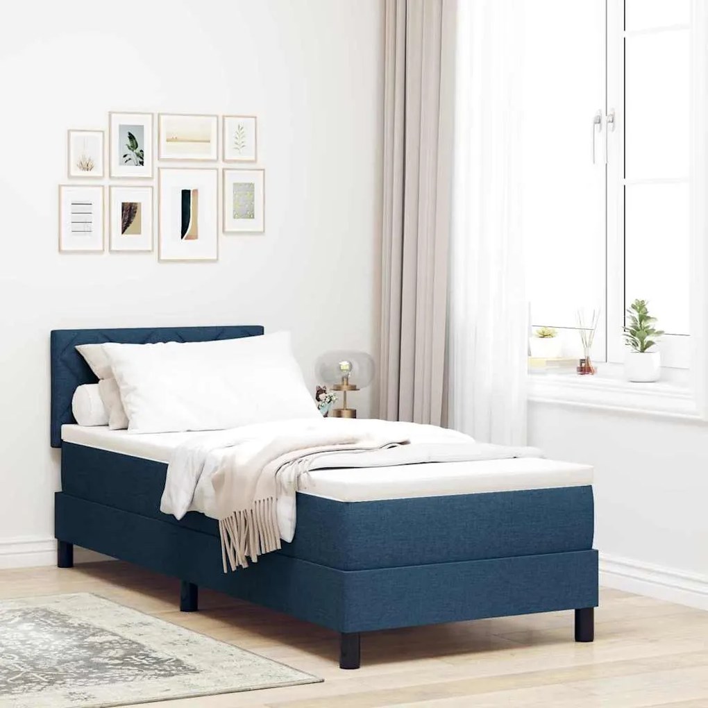 Postel s boxspringem s čelo Modrá 80 x 200 cm textil 3338726
