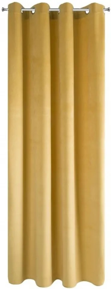 Moderní zatemňovací hořčicové závěsy se závěsnými kroužky 140 x 250 cm
