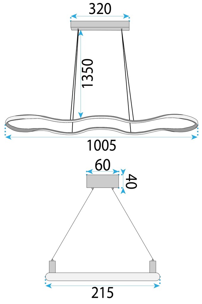 Toolight Toolight, závěsné LED svítidlo 120cm, 24W, 3000K, LHJ026-CP, černá, OSW-60017