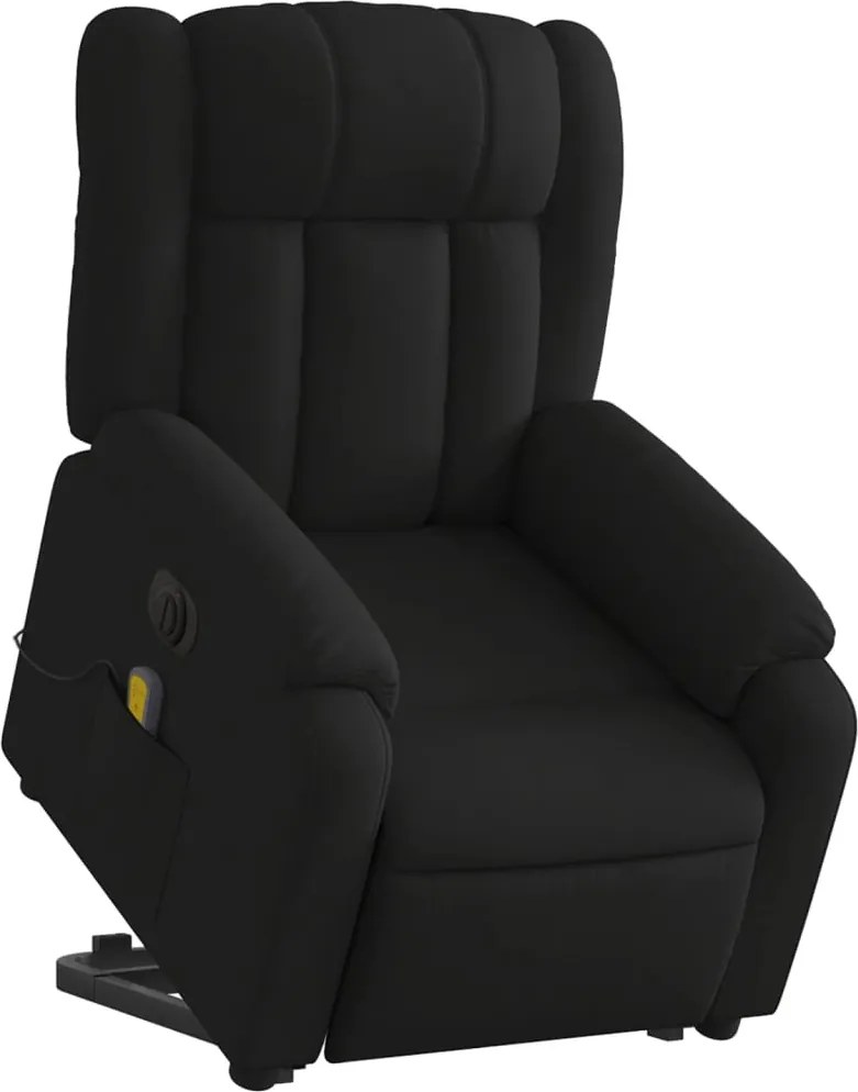 Elektrické zvedací masážní polohovací křeslo černé textil 3205354