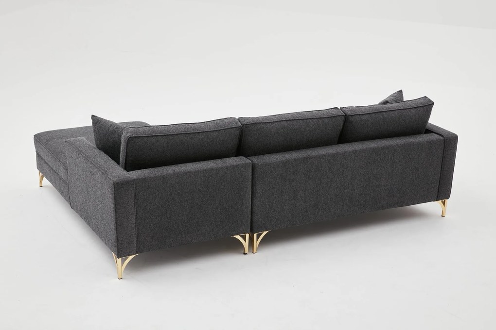 Hanah Home Rohová pohovka BERLIN antracitová se zlatou pravá 258 cm 825BLC2804