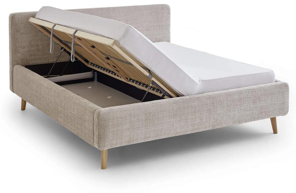 Dvoulůžková postel taupe s úložným prostorem 180 x 200 cm chenille béžová MUZZA