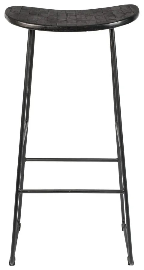 Černá barová stolička z teakového dřeva (výška sedáku 76 cm) Tangle – White Label