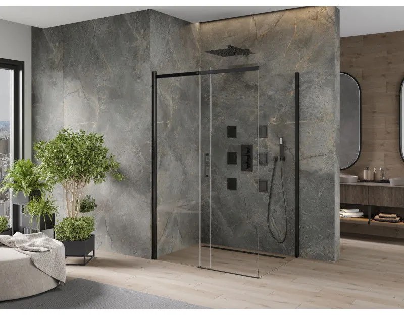 Mexen Omega sprchový kout 100x70cm, 8mm sklo, černý profil-čiré sklo, 825-100-070-70-00