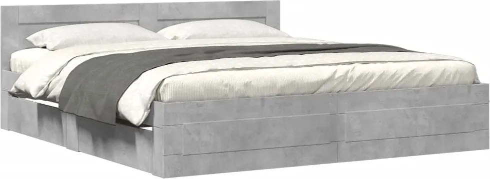 Rám postele s čelem betonově šedý 180 x 200 cm kompozitní dřevo 3295544