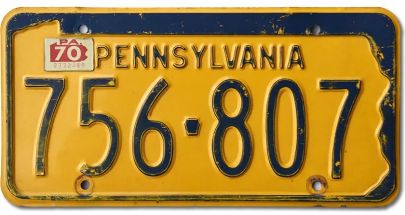 Americká SPZ Pennsylvania Yellow 756-807
