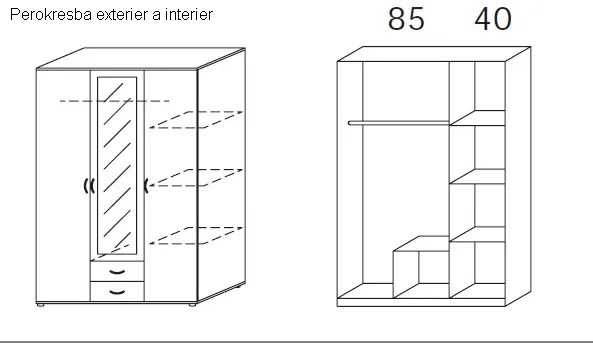 Šatní skříň 3-dveřová Twin, dub sonoma