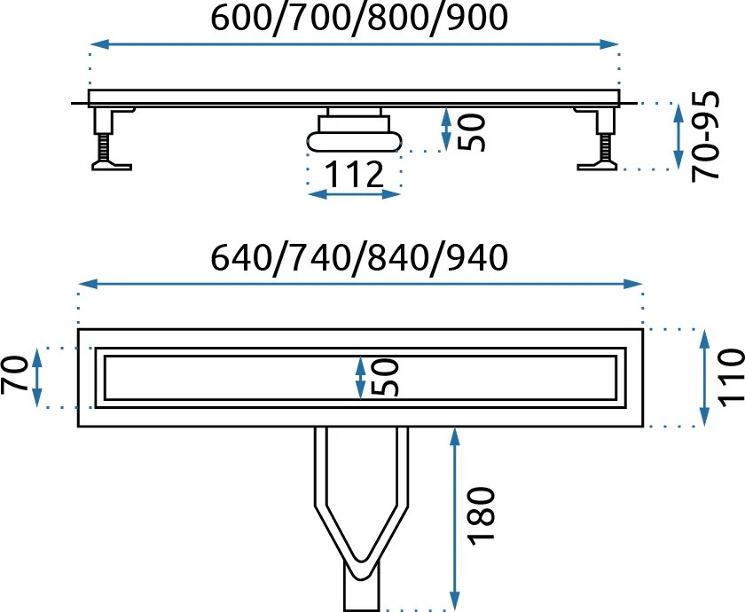 Rea Neox Superflow, odtokový žlab 60cm, broušená ocel, REA-G2705