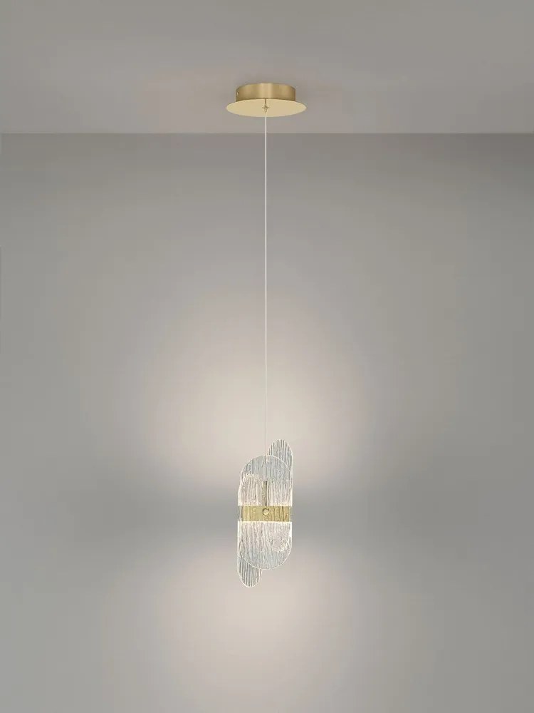 Kovové LED stmívatelné závěsné svítidlo v mosazné barvě se skleněným stínidlem ø 14 cm Lucien – Nova Luce