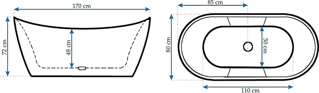 Rea FERRANO volně stojící vana 170 x 80 cm, bílá, REA-W0106
