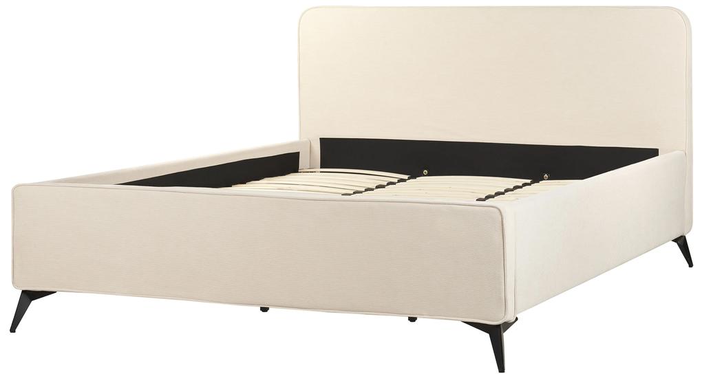 Manšestrová postel 180 x 200 cm béžová VALOGNES Beliani