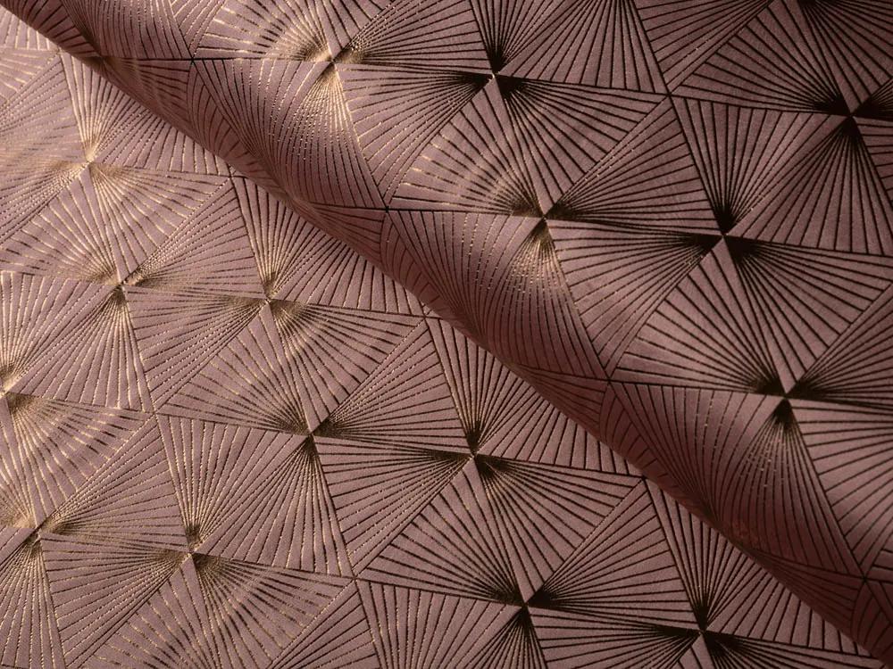 Biante Sametový povlak na polštář Isabela IBL-009 Rose Gold trojúhelníky na starorůžovém 40 x 60 cm
