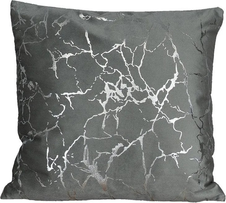 Sametový povlak na polštář Mramorový vzor – šedá 40 × 40 cm