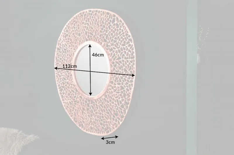 Měděné zrcadlo Leaf 110 cm