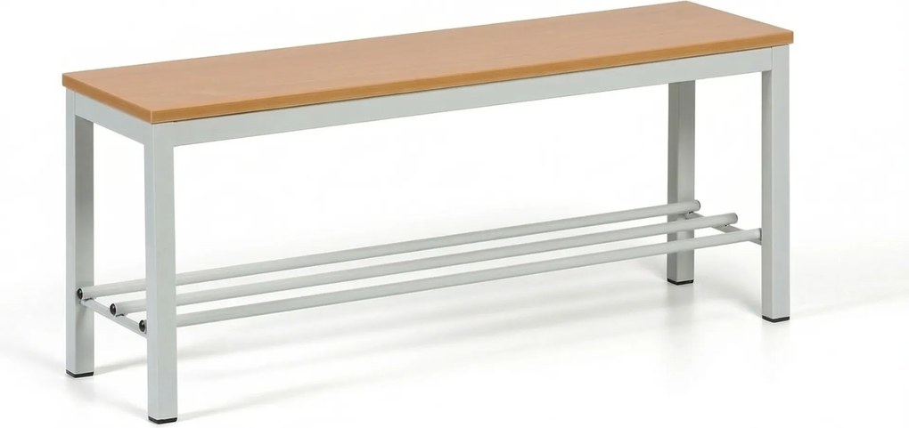 Šatní lavice s botníkem, sedák - lamino, šedé nohy, délka 1000 mm, buk