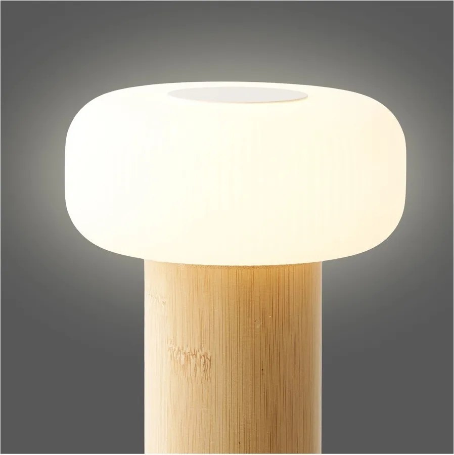 Bílá/v přírodní barvě bambusová stolní lampa s plastovým stínidlem (výška 18 cm) Stafford – House Nordic