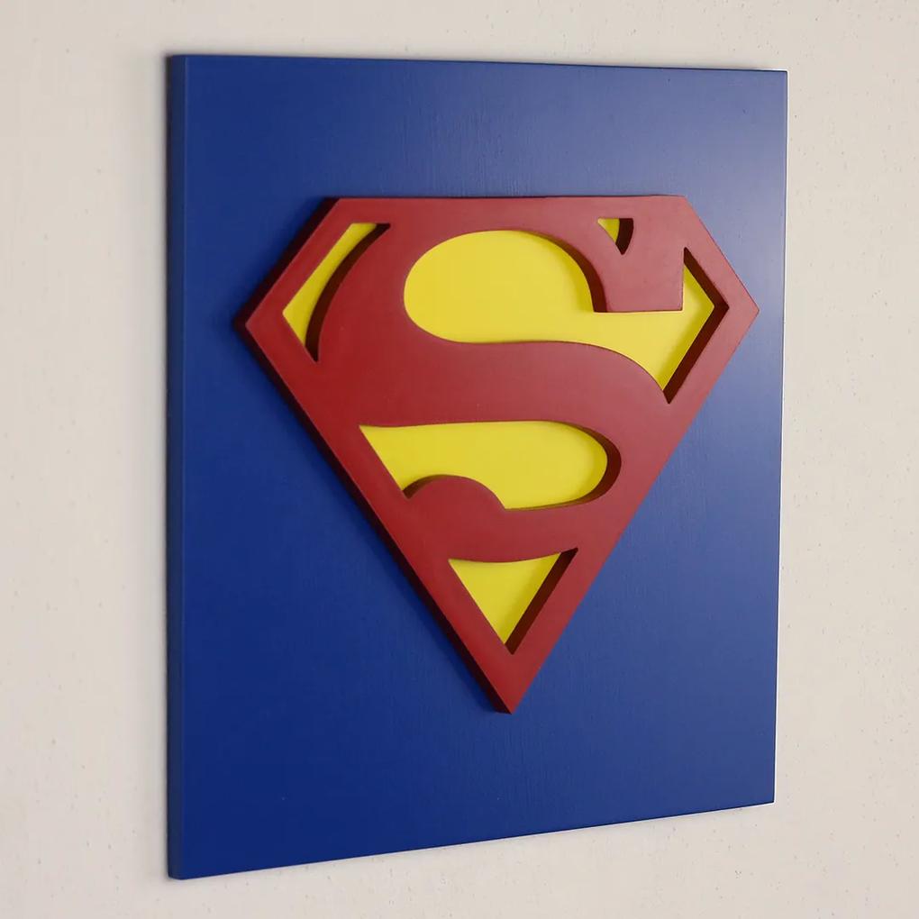 Živá Zeď 3D dřevěná dekorace znak Superman 30 x 30 cm