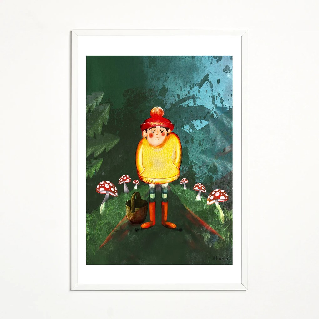 Lucie Gazdošová | Houbař Rám: Bílý, Velikost: 30 x 20 cm