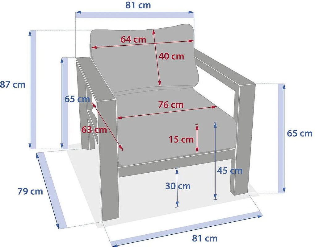 DEOKORK Hliníkové křeslo VANCOUVER (ivory)