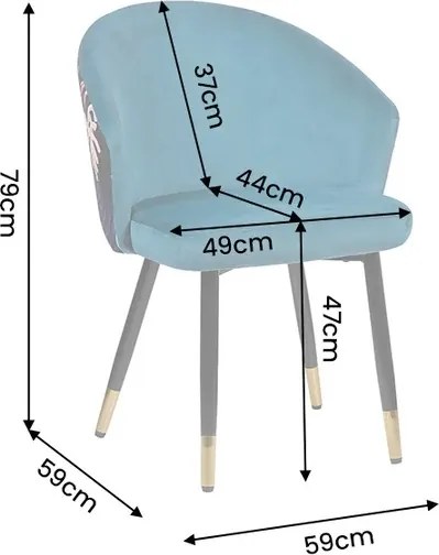 Designová židle Scarlet CLASSIQUE modrý samet
