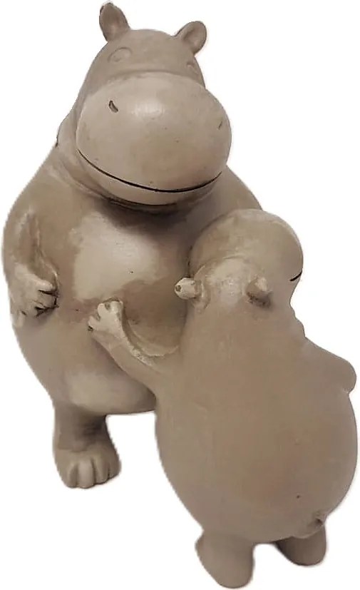 PRODEX IMPORT Zahradní figurka hroch s mládětem velký 15x13 cm
