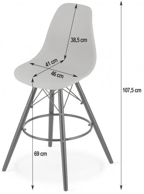 Barová židle LAMAL bílá (hnědé nohy)