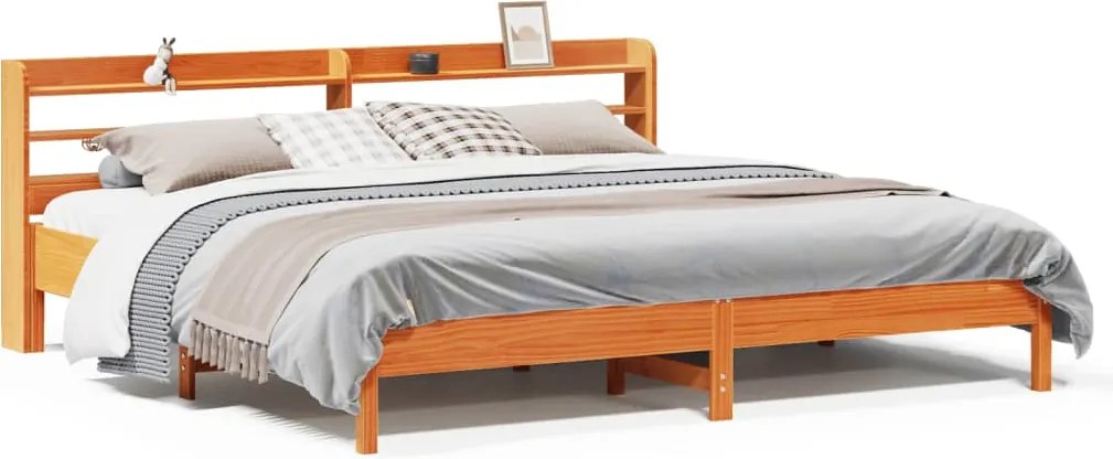 Postel bez matrace voskově hnědá 200 x 200 cm masivní borovice 3306878