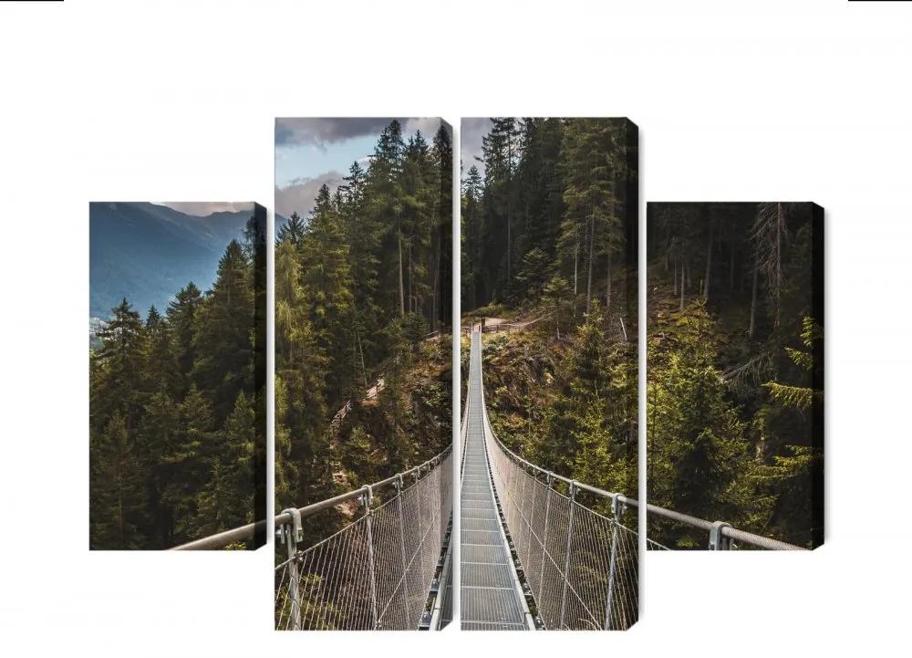 Vícedílný obraz Visutý Most V 3D Horském Lese Nedostatek Nedostatek Plátno Canvas 200x150
