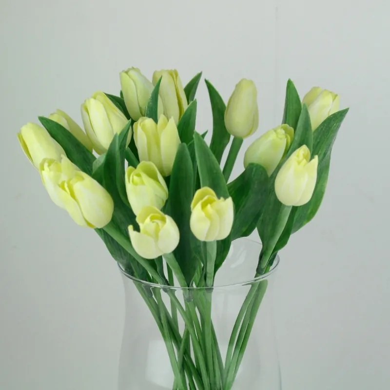 Francouzský tulipán umělý pastelová žlutá 40cm
