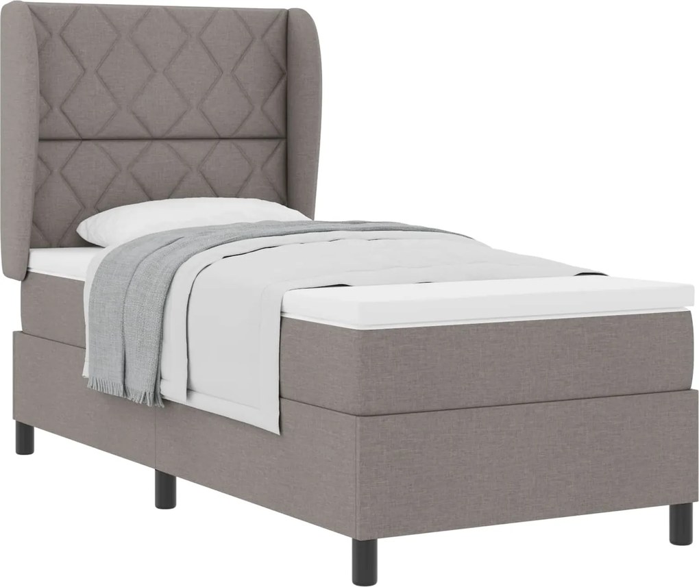 Postel s boxspringem s čelo Taupe 100 x 200 cm textil 3340617