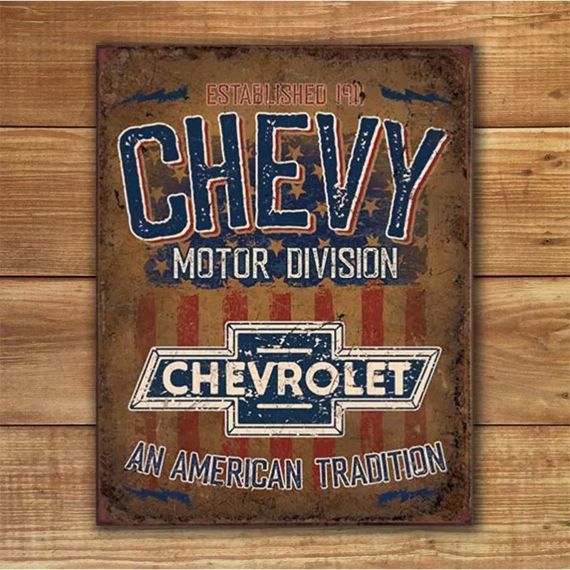 Plechová cedule Chevy - American Tradition 40 cm x 32 cm