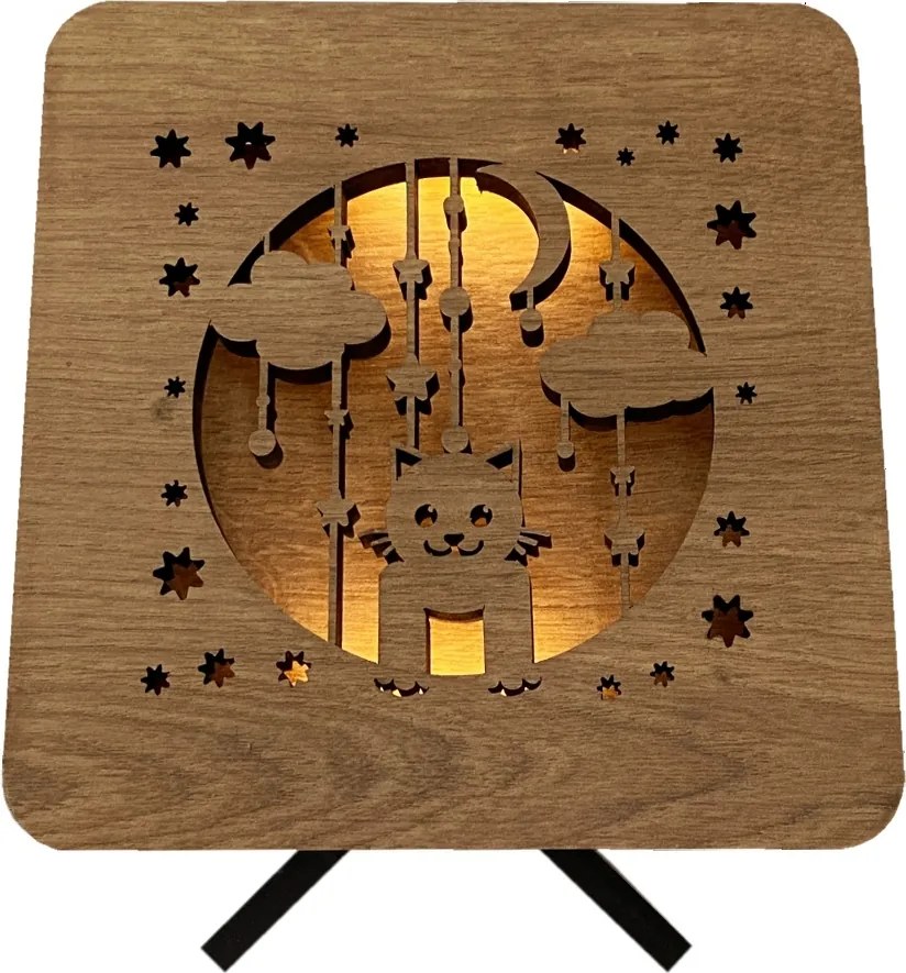 Li-Go "Kočička" lampa 19x19 cm provedení povrchu: dub světlý