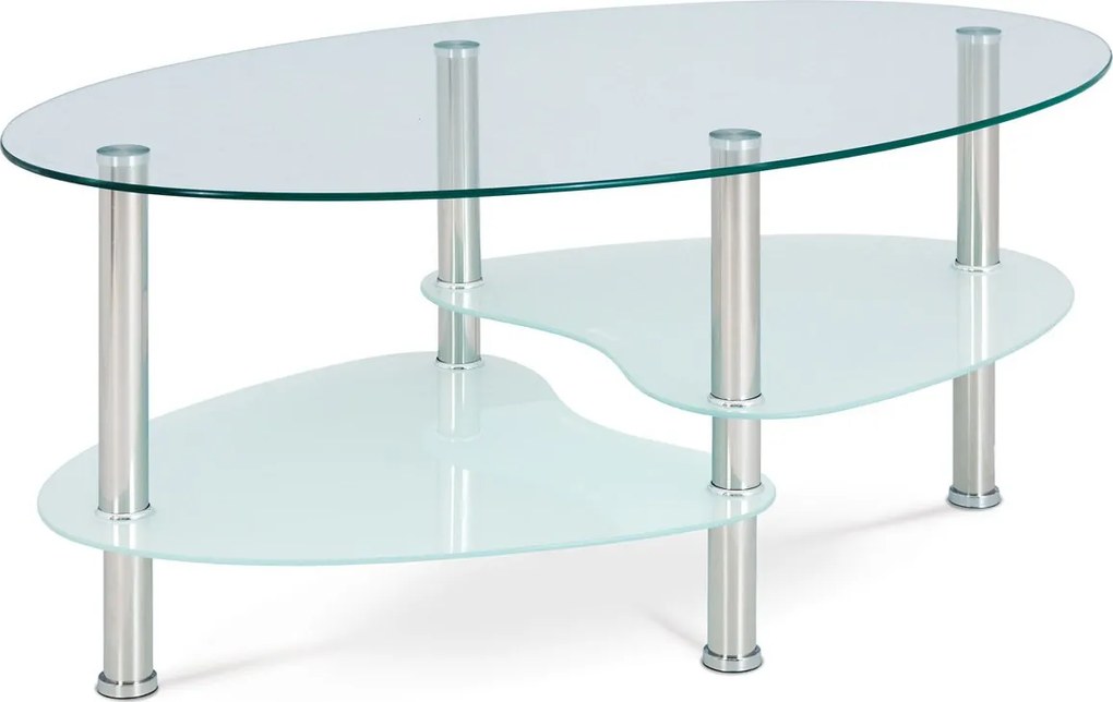 Autronic Konferenční stolek, čiré sklo / mléčné sklo / leštěný nerez GCT-301 MIL1